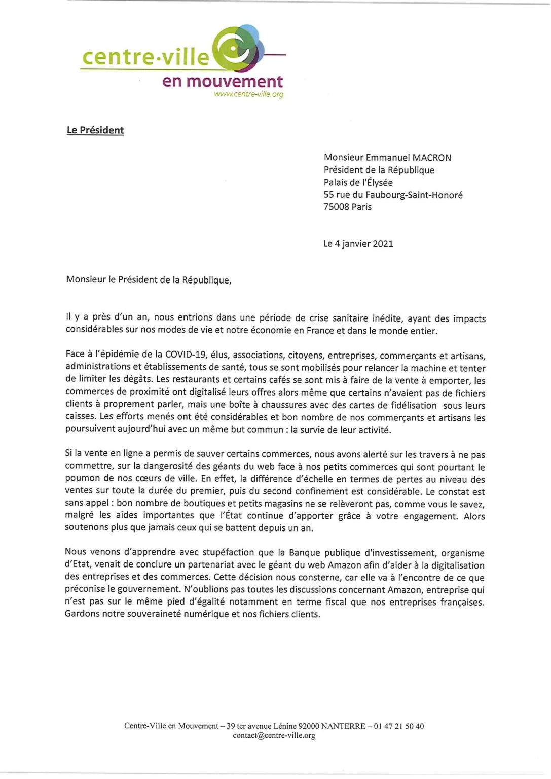 Lettre de M. Philippe Laurent à M. Emmanuel Macron, Président de la ...